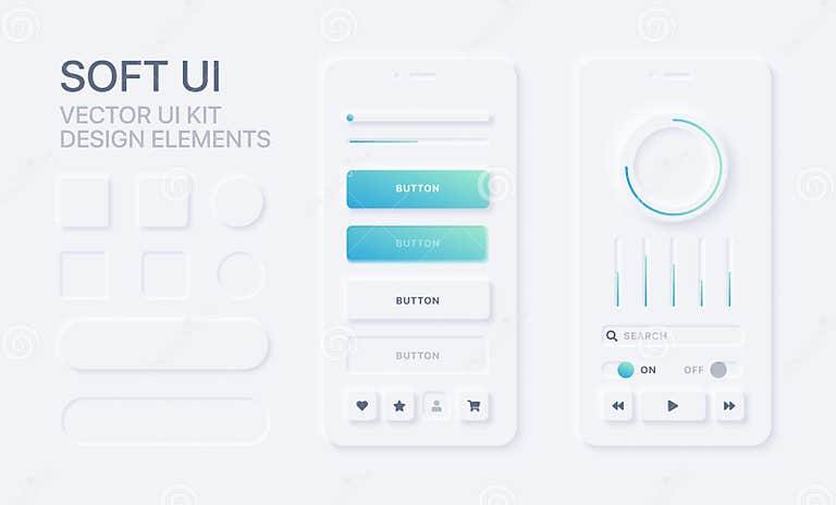 Soft UI Design Kit. Trendy User Interface Design Elements Stock ...
