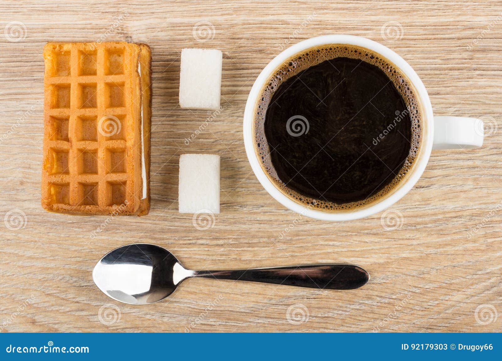 Soft Wafer Lumpy Sugar Spoon Cup Black Coffee Stock Photos - Free ...