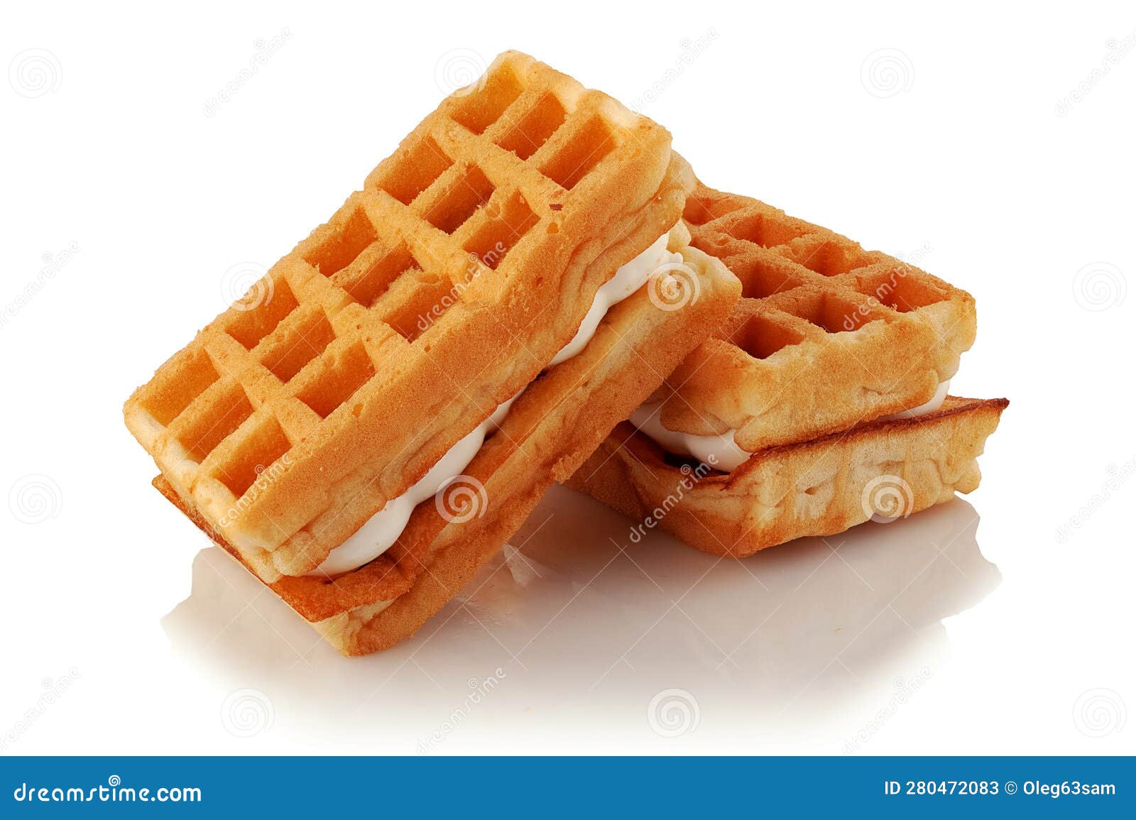 Soft waffles with souffle stock image. Image of snack - 280472083