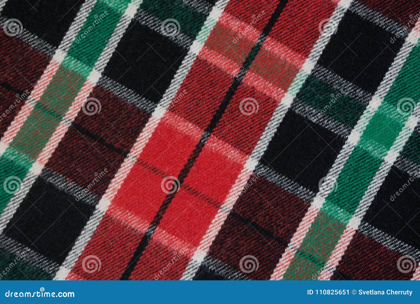 Soft Checkered Wool Blanket. Green and Red Plaid Texture, Macro Shot ...
