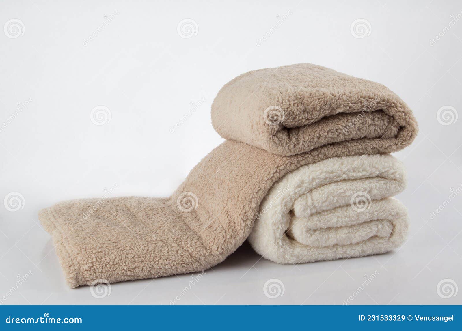 Soft and Warm Stack of Folded Blankets Isolated on White Stock Image ...