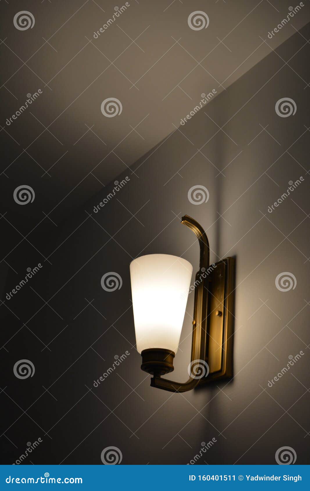 Soft Warm Yellow Light of Night Wall Lamp Stock Image - Image of wall ...