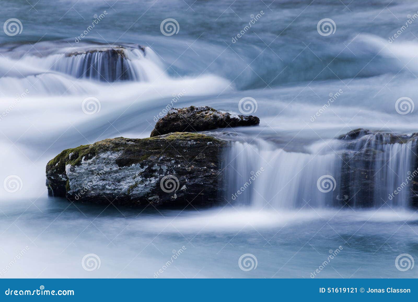Soft Water Over Stones in Blue River Stream Stock Image - Image of ...