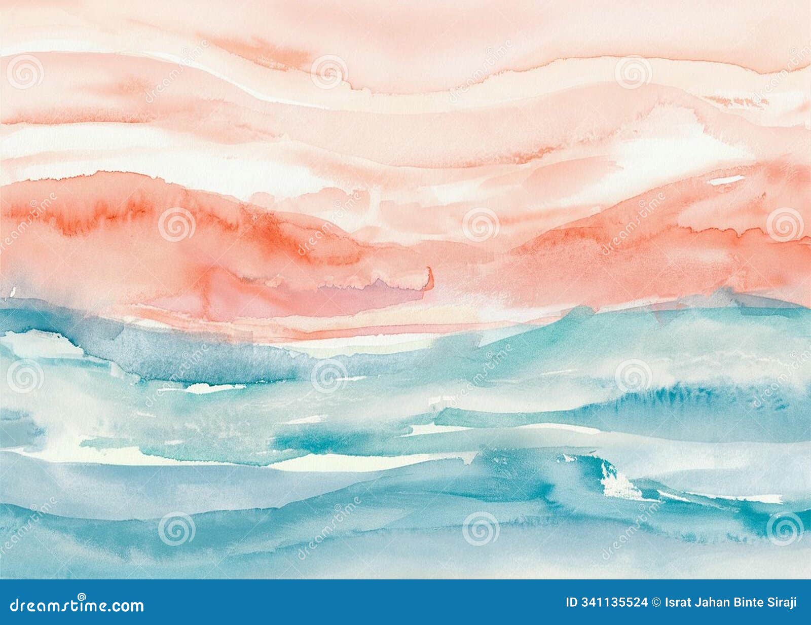 Soft Watercolor Layers in Light Peach, Coral, and Pastel Blue Stock ...