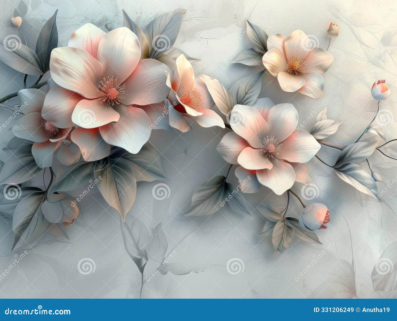 Soft White and Blush Floral Bouquet with Subtle Textured Background ...