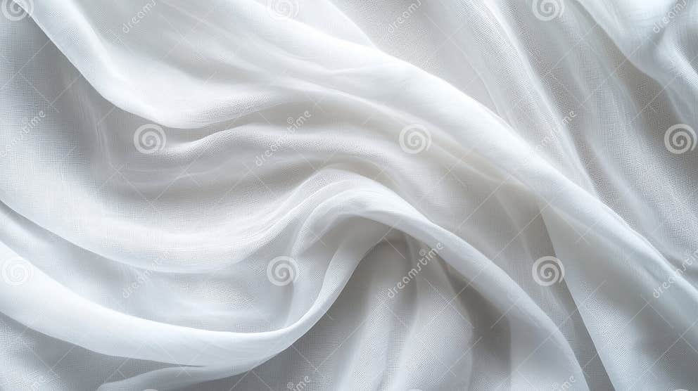 Soft White Chiffon Fabric Draped Elegantly on a Surface in Natural ...