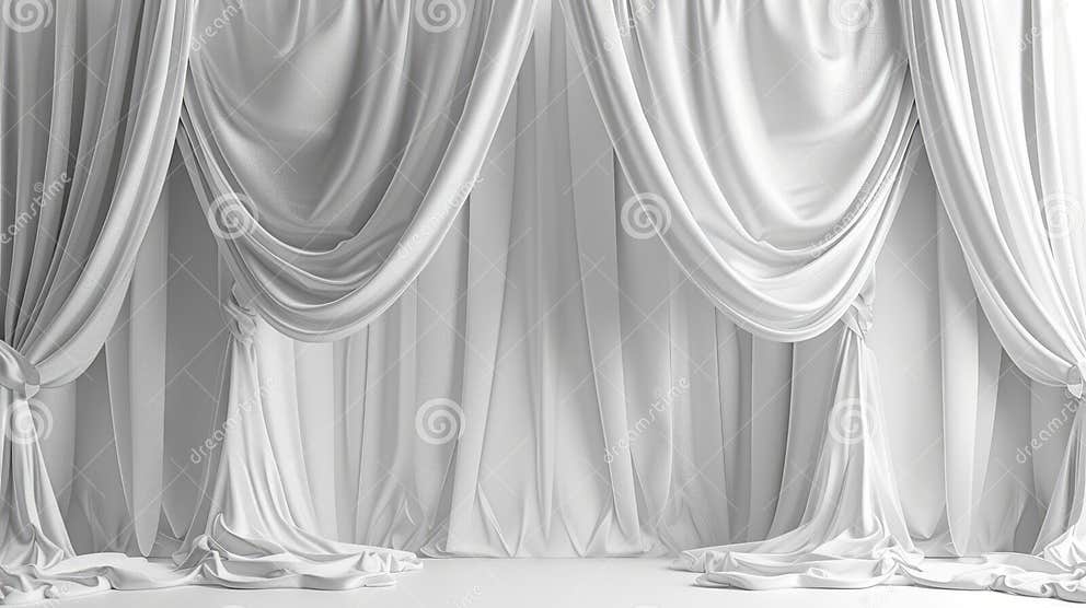 Elegant White Drapery Display in a Theater Setting during a Performance ...