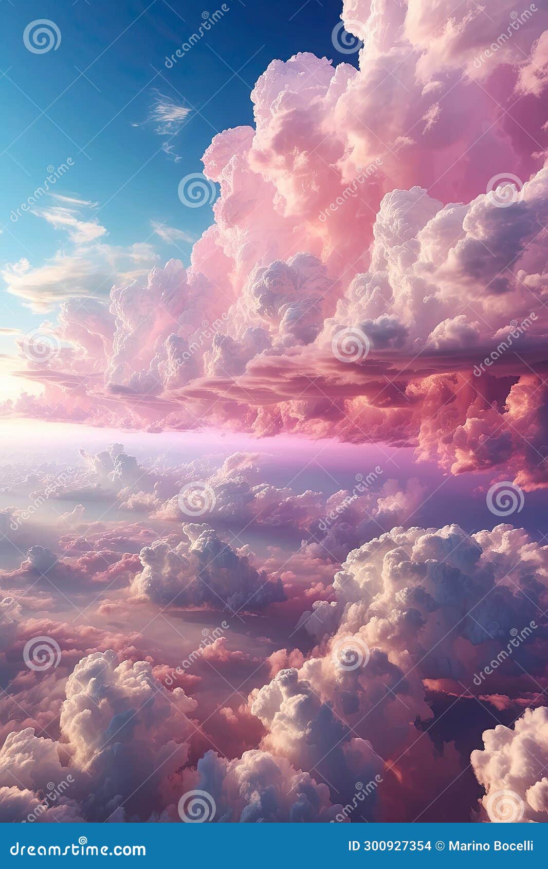 Soft White and Pink Clouds at Sunset - Top View Stock Illustration ...