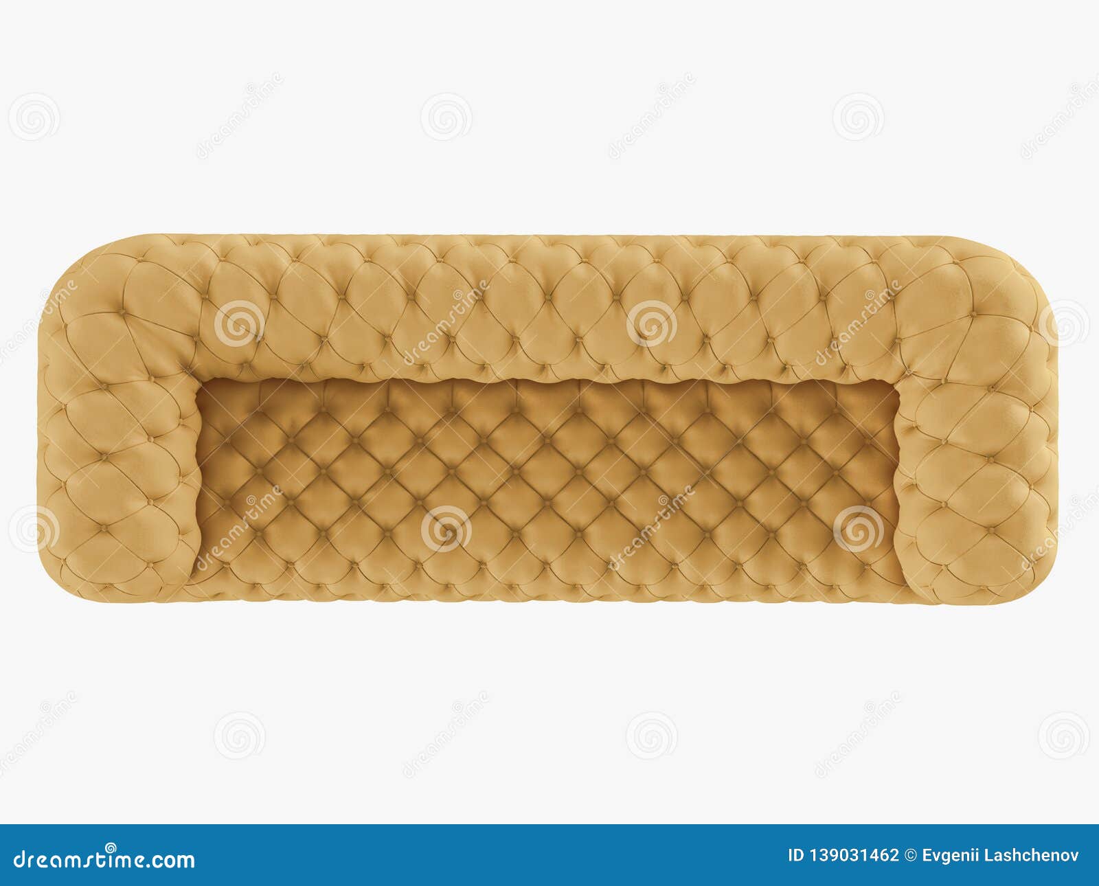 Soft Yellow Sofa Capitone Top View 3d Rendering Stock Illustration ...