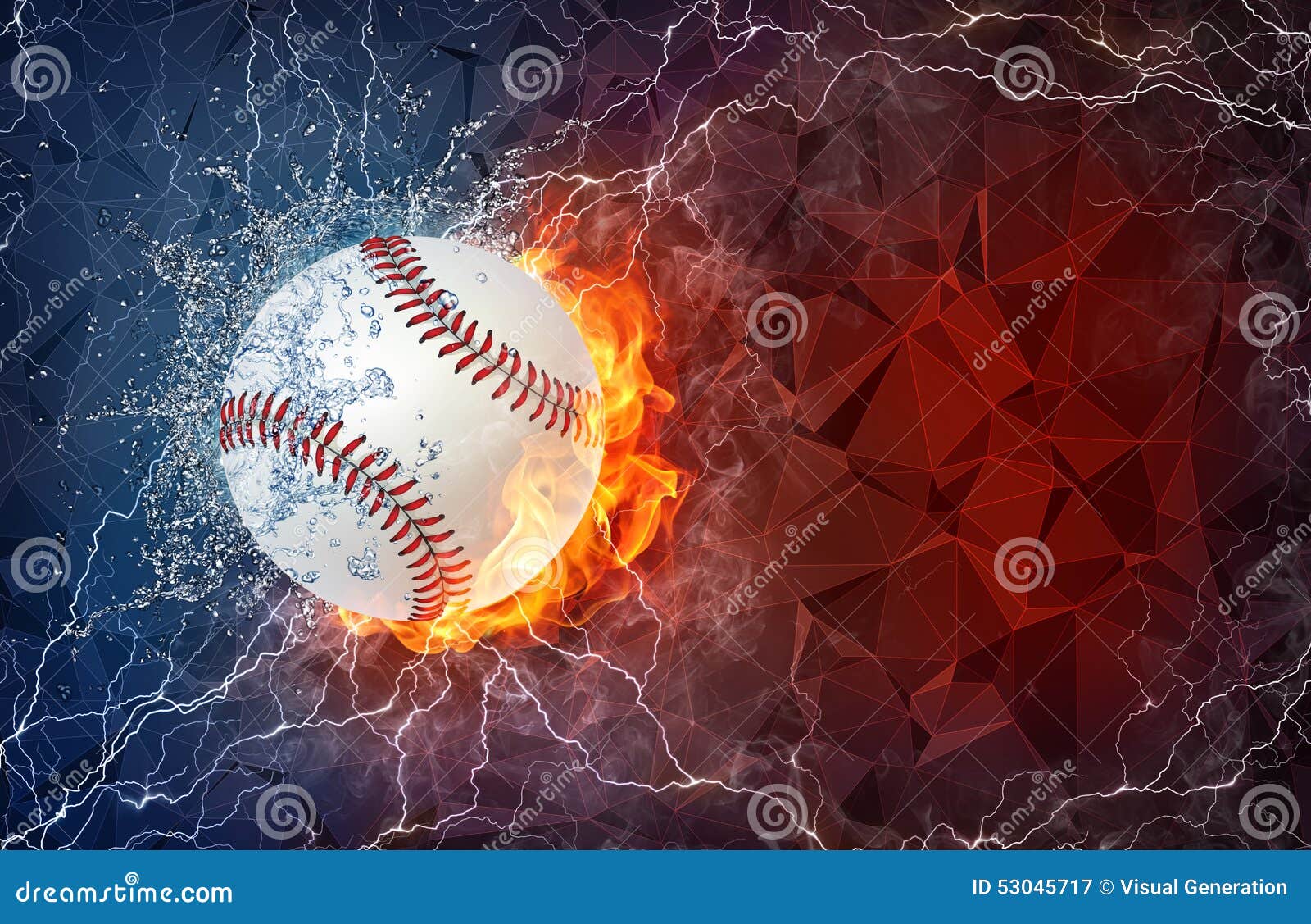 Softball Ball in Fire and Water Stock Illustration - Illustration of ...