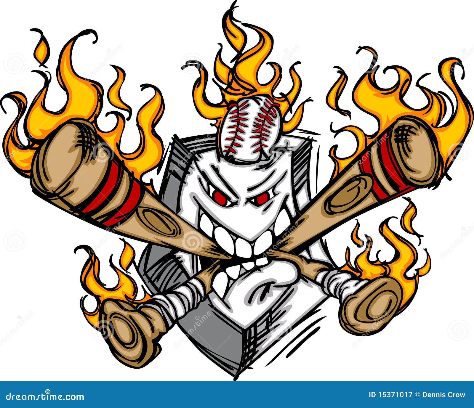 Softball Baseball Plate Flaming Cartoon Logo Stock Vector ...