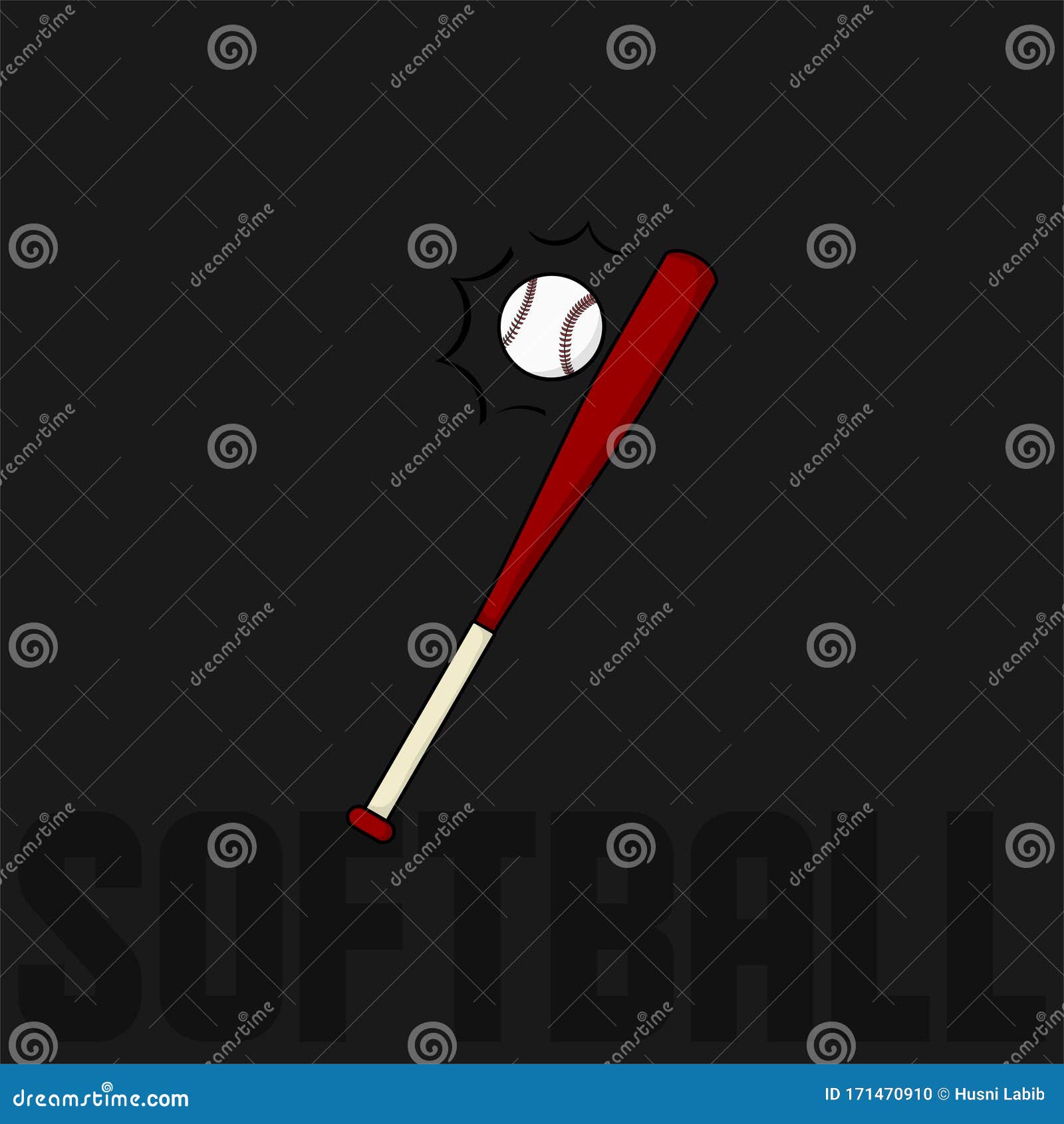 Softball and the Bat Vector Illustration Stock Vector - Illustration of ...