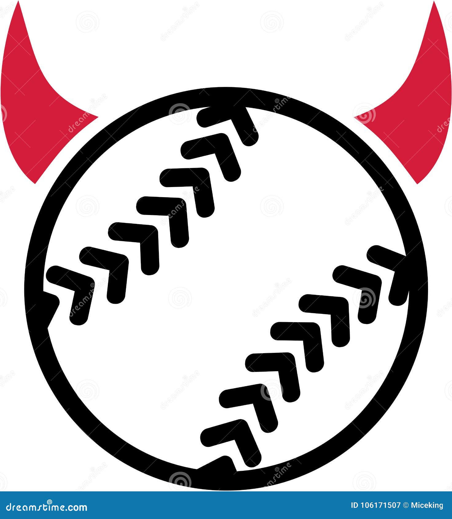 Softball with devil horns stock vector. Illustration of ball - 106171507