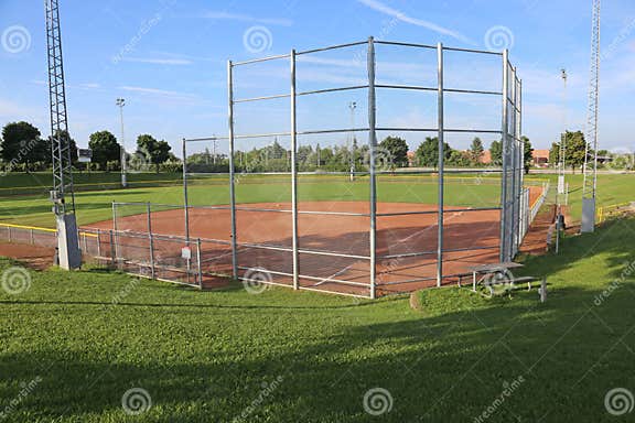 Softball Field stock image. Image of shadows, sports - 81867679