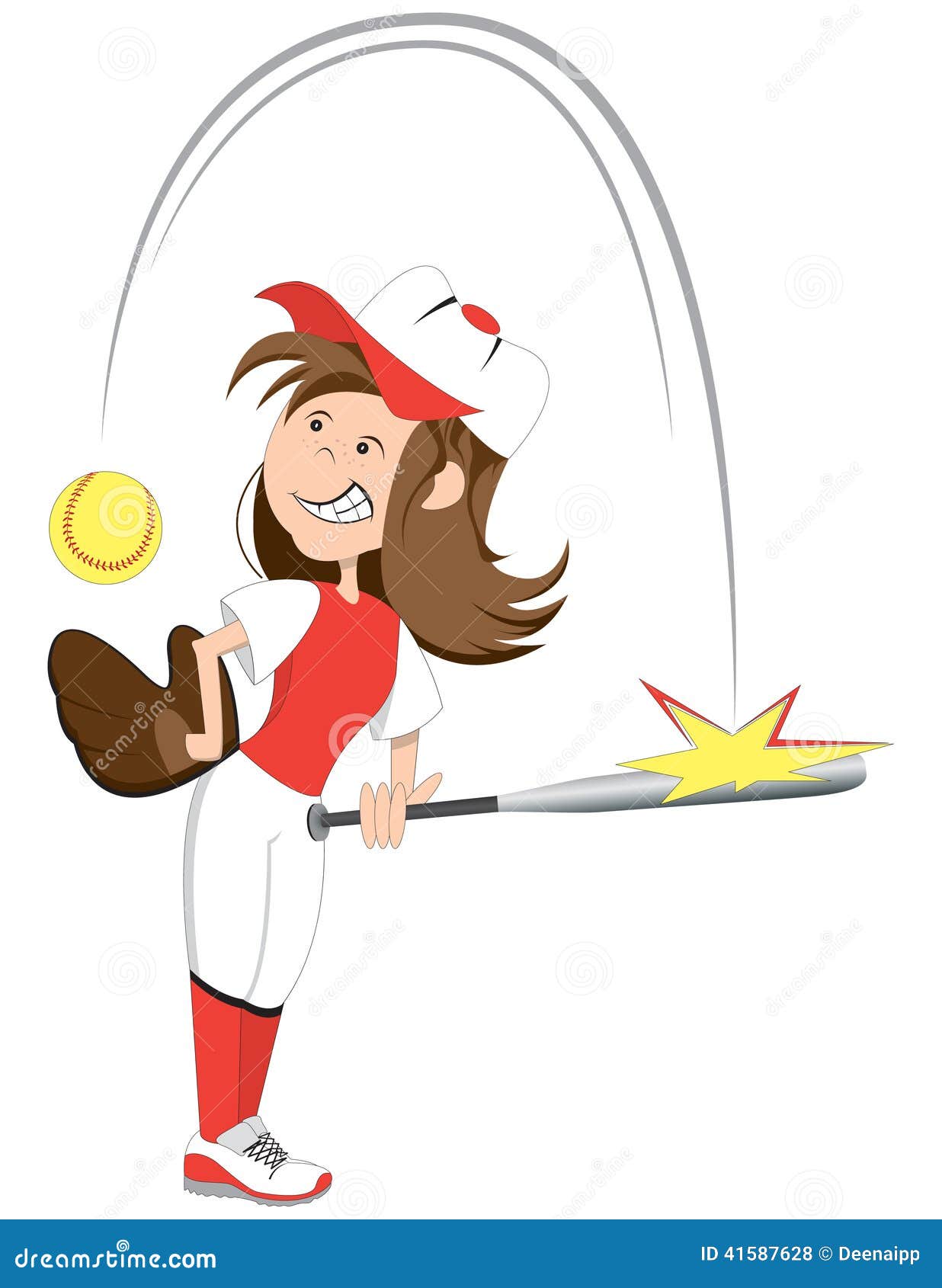 Softball girl stock vector. Illustration of young, uniform - 41587628
