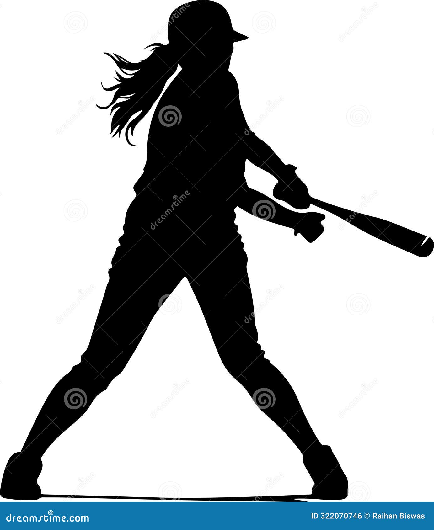 Softball Girl Vector Illustration Silhouette Stock Vector ...