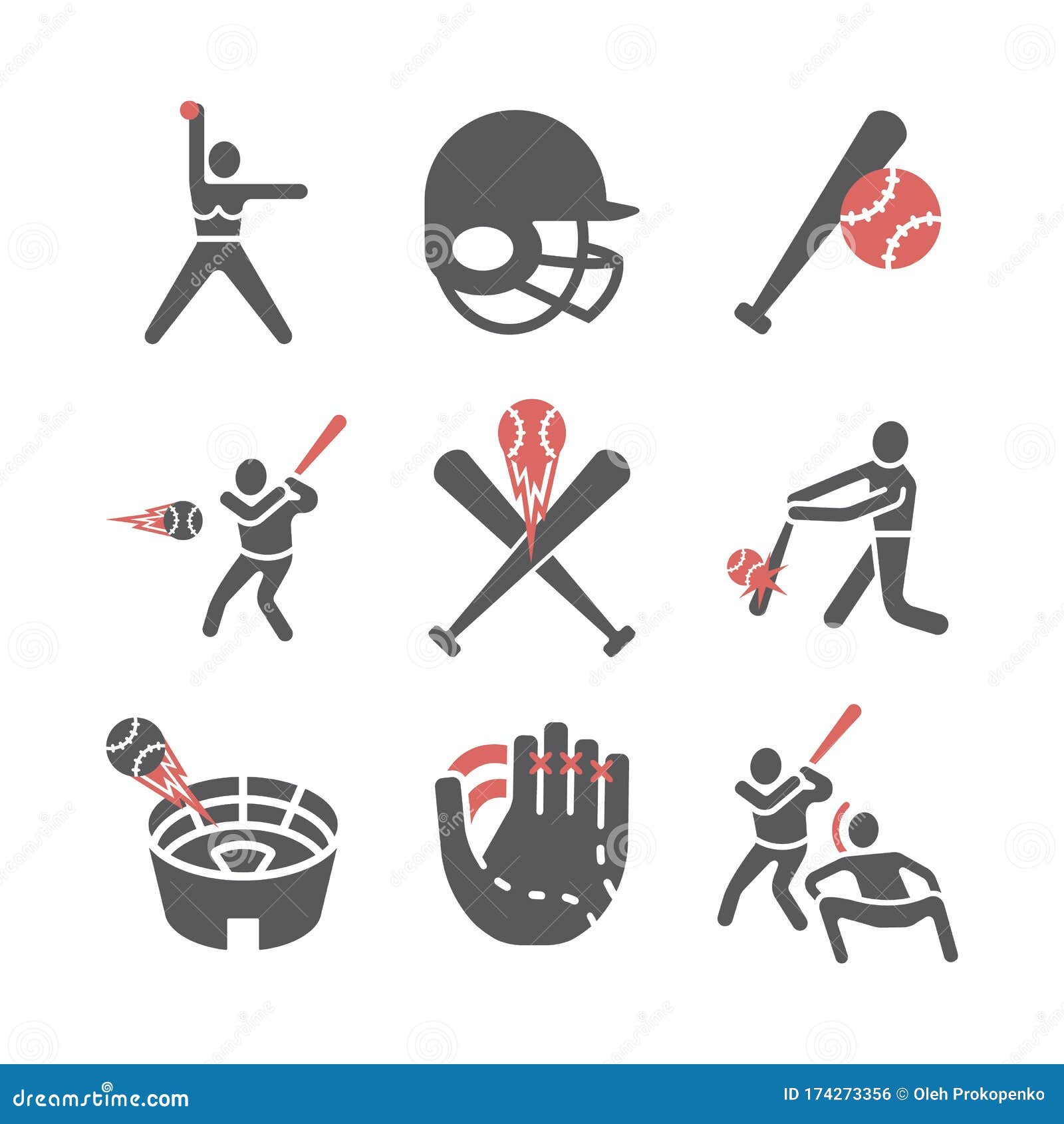 Softball Icons. Vector Sport Signs for Web Graphics. Stock Vector ...