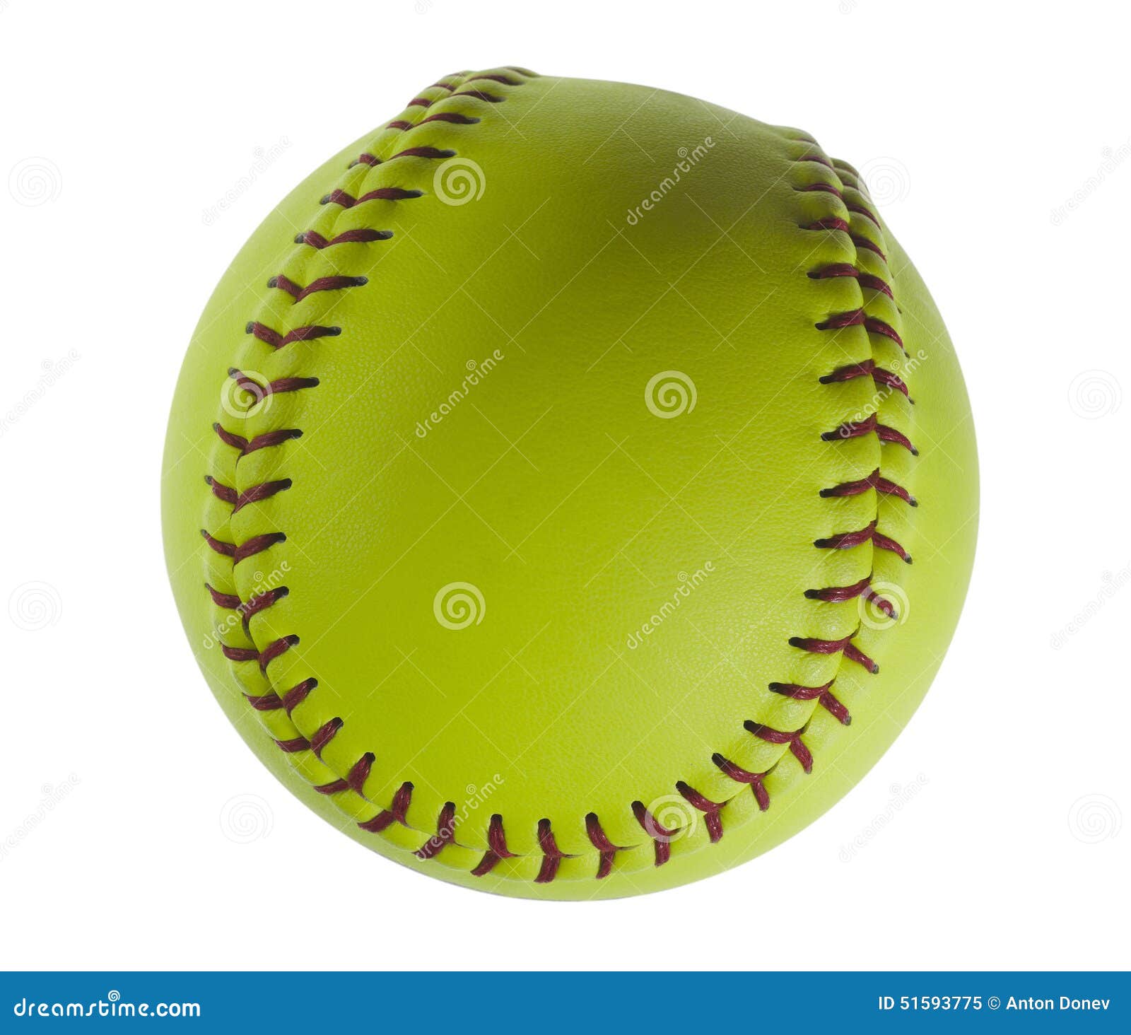Softball Isolated on White. Stock Image - Image of team, yellow: 51593775