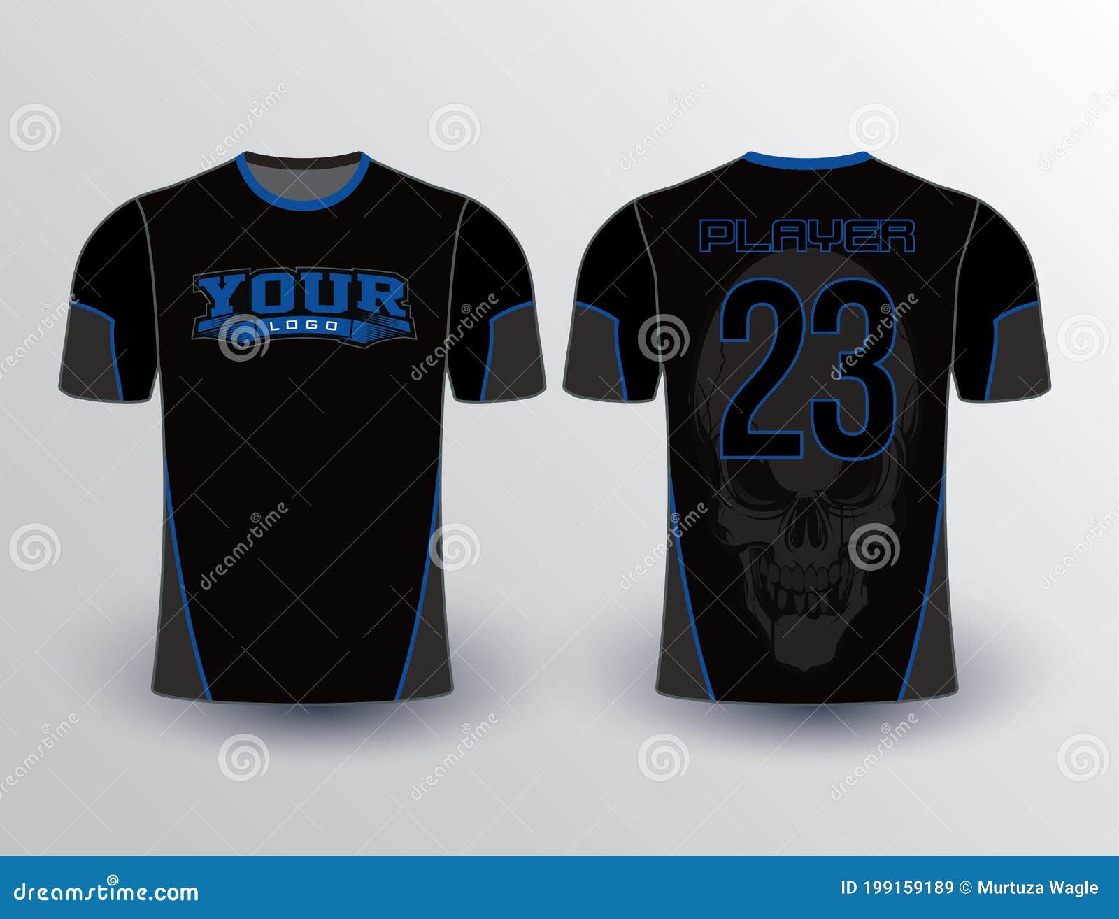 Black Jersey with Skull Look for All Sports Team Gear Stock Vector ...