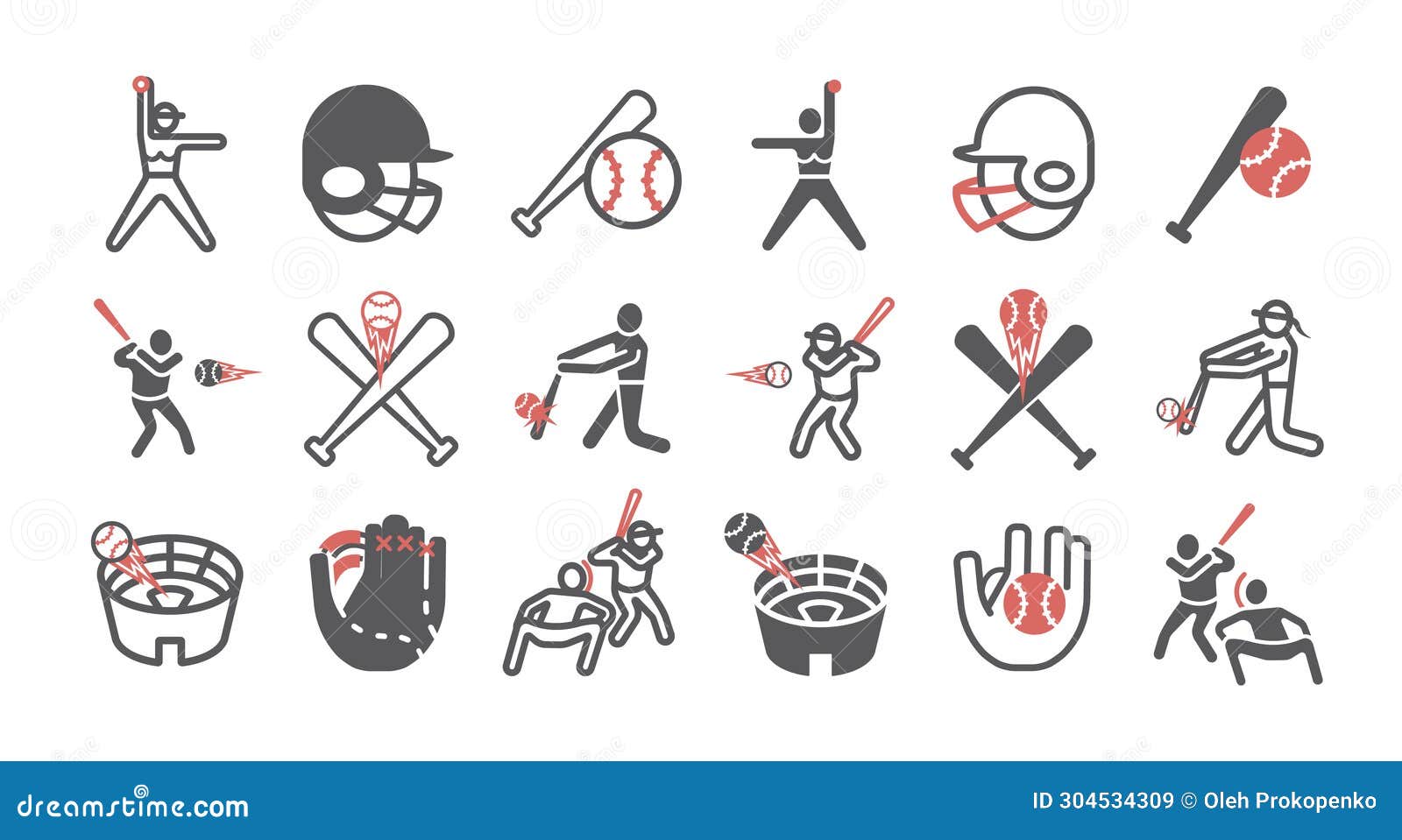 Softball Line Icons. Vector Sport Signs for Web Graphics. Stock Vector ...