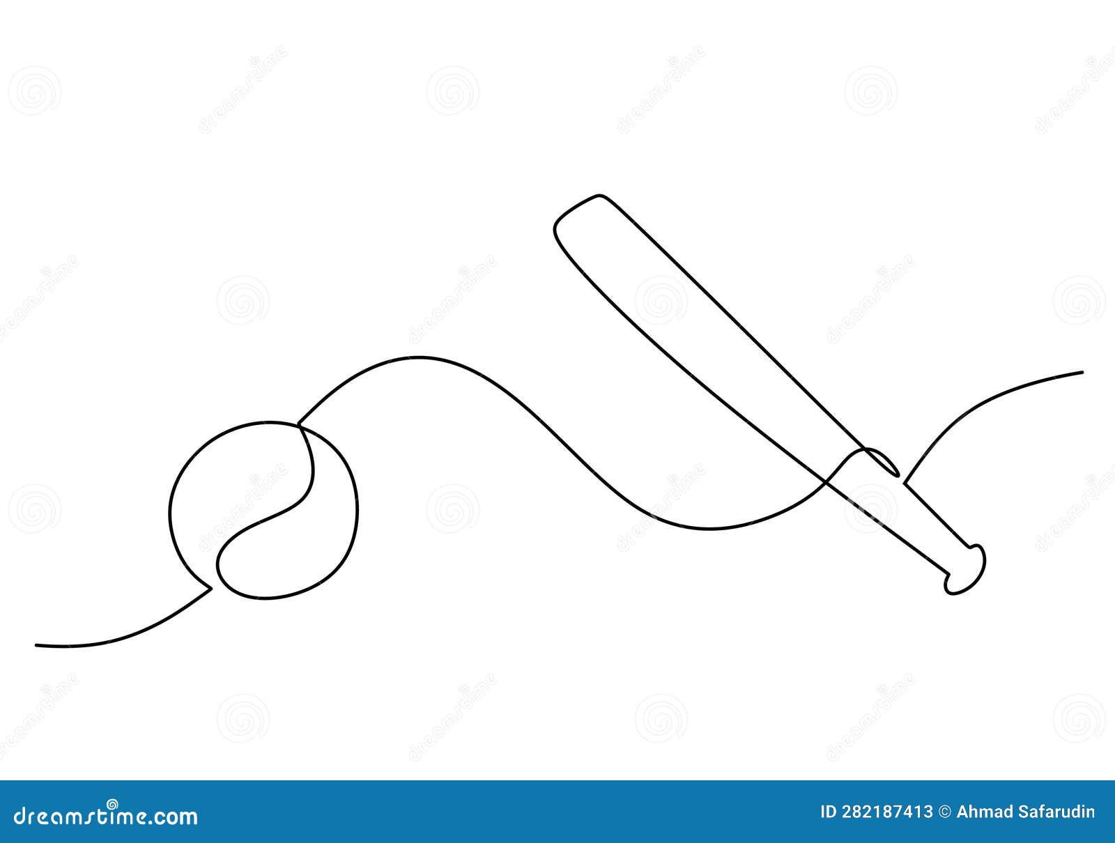 Softball One Line Drawing: Continuous Hand Drawn Sport Theme Object ...