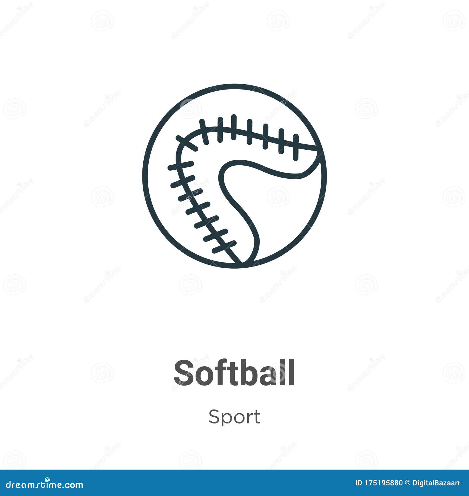 Softball Outline Vector Icon. Thin Line Black Softball Icon, Flat ...