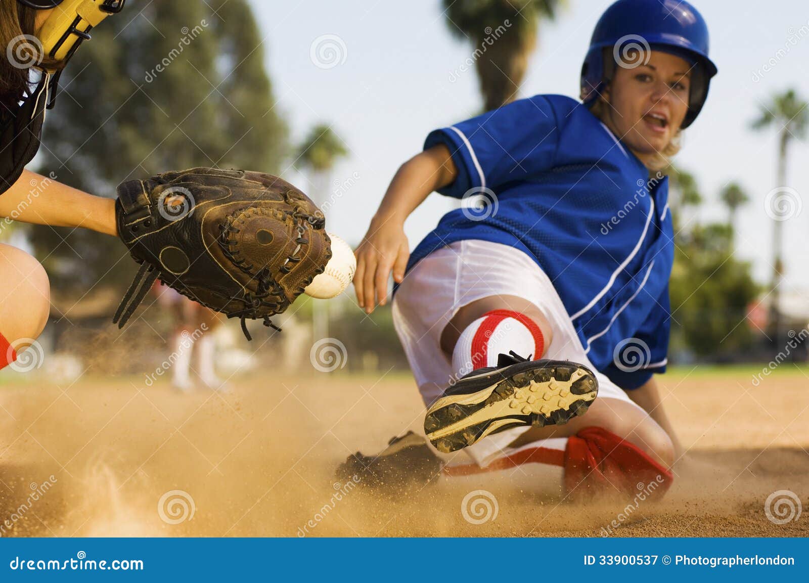 Softball Player Sliding Home Plate Stock Photos - Free & Royalty-Free ...