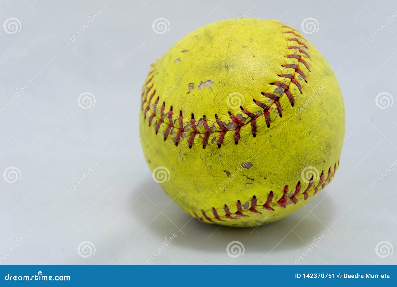 Softball on White Background with Shadow Stock Image - Image of ...