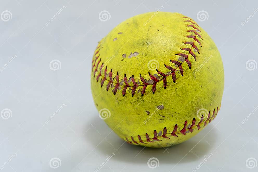 Softball on White Background with Shadow Stock Image - Image of ...