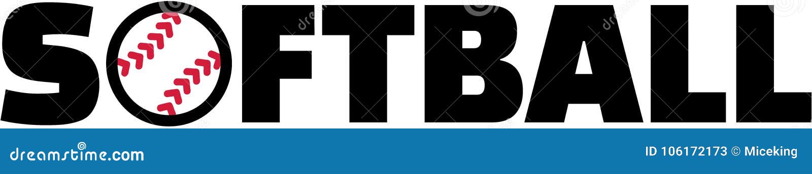 Softball Word With Silhouette Cutout Vector Illustration ...