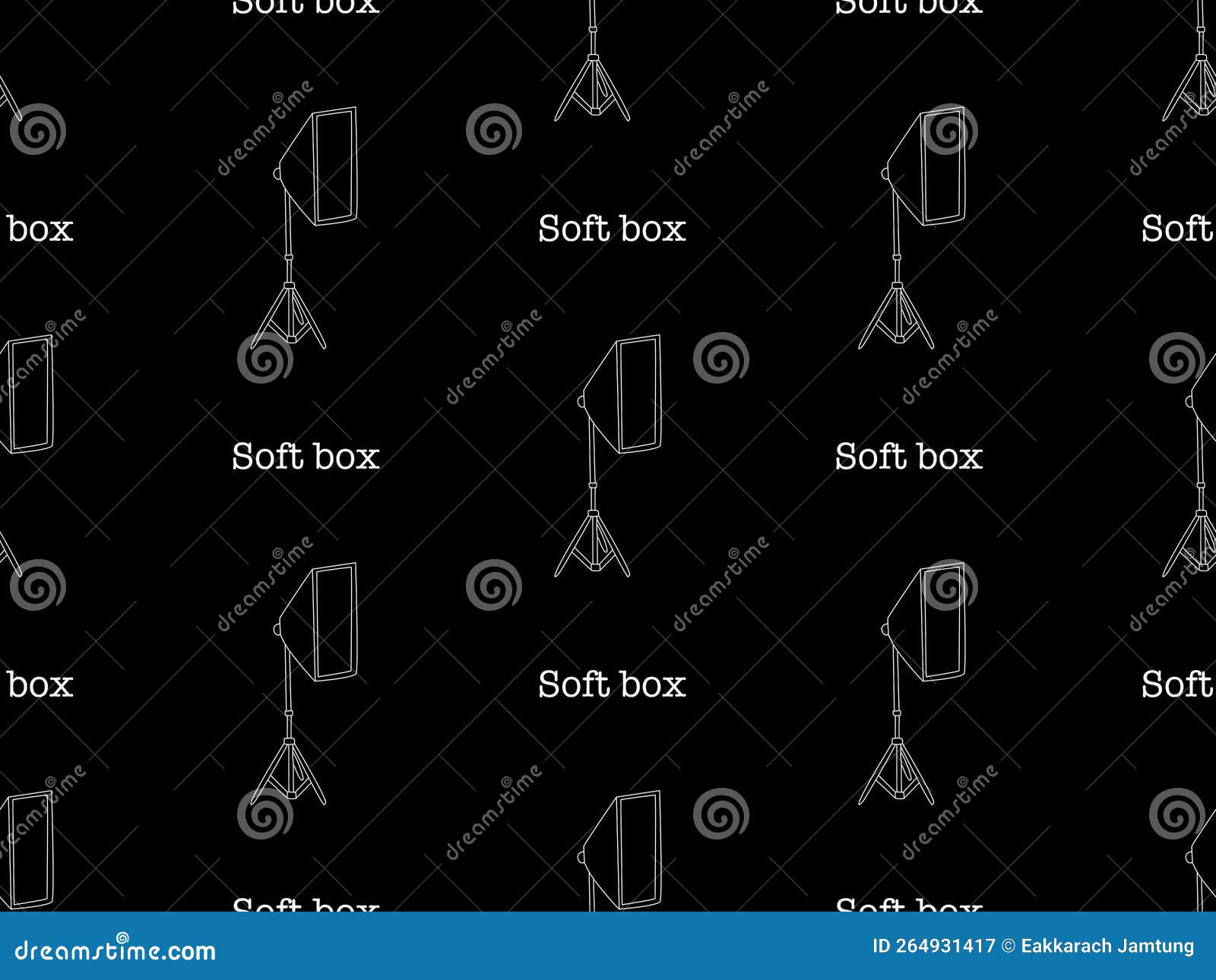 Softbox Light Seamless Pattern on Black Background Stock Illustration ...