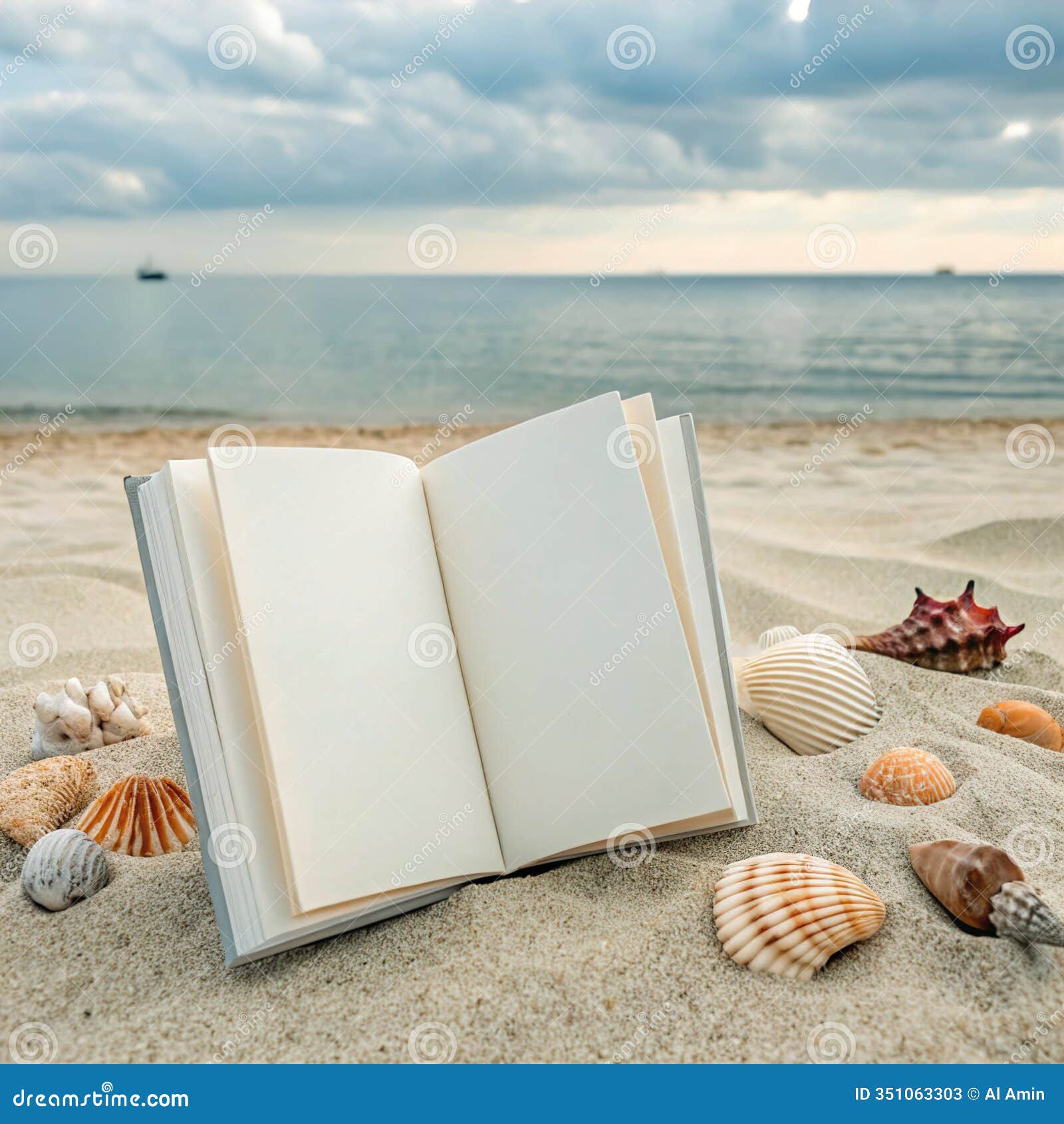 Softcover Book Mockup Surrounded By Seashells Royalty-Free Stock Photo ...