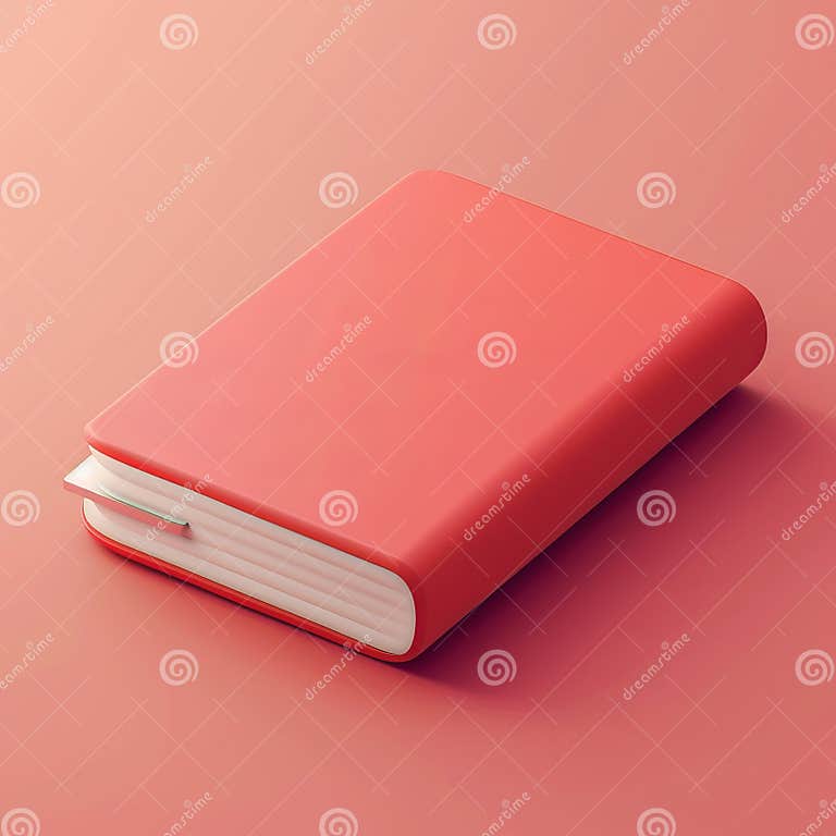 Softcover Red Notebook with a Rounded Spine Slightly Open on a Coral ...