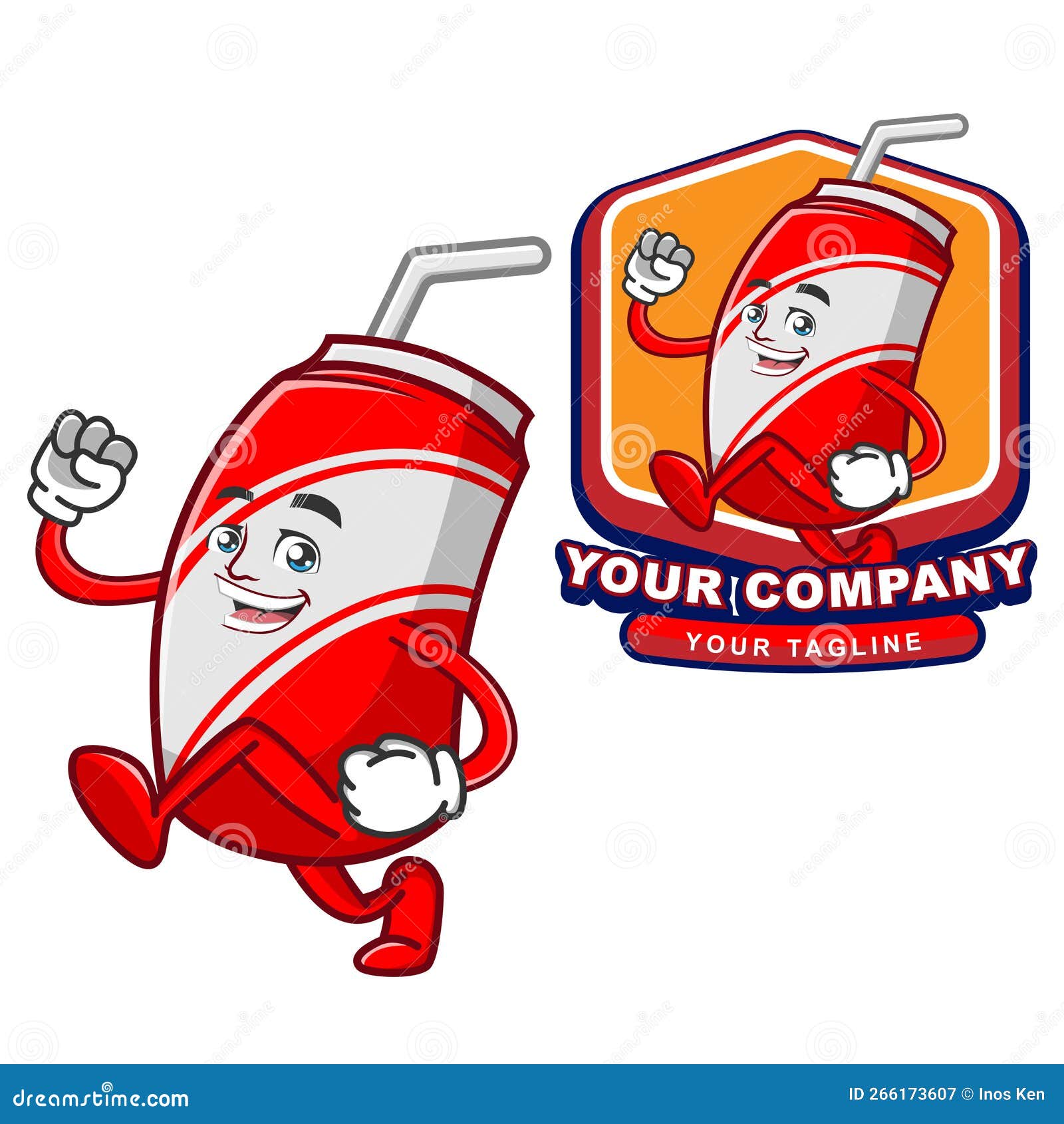 Happy Softdrink Cartoon Mascot Logo Template Stock Vector ...