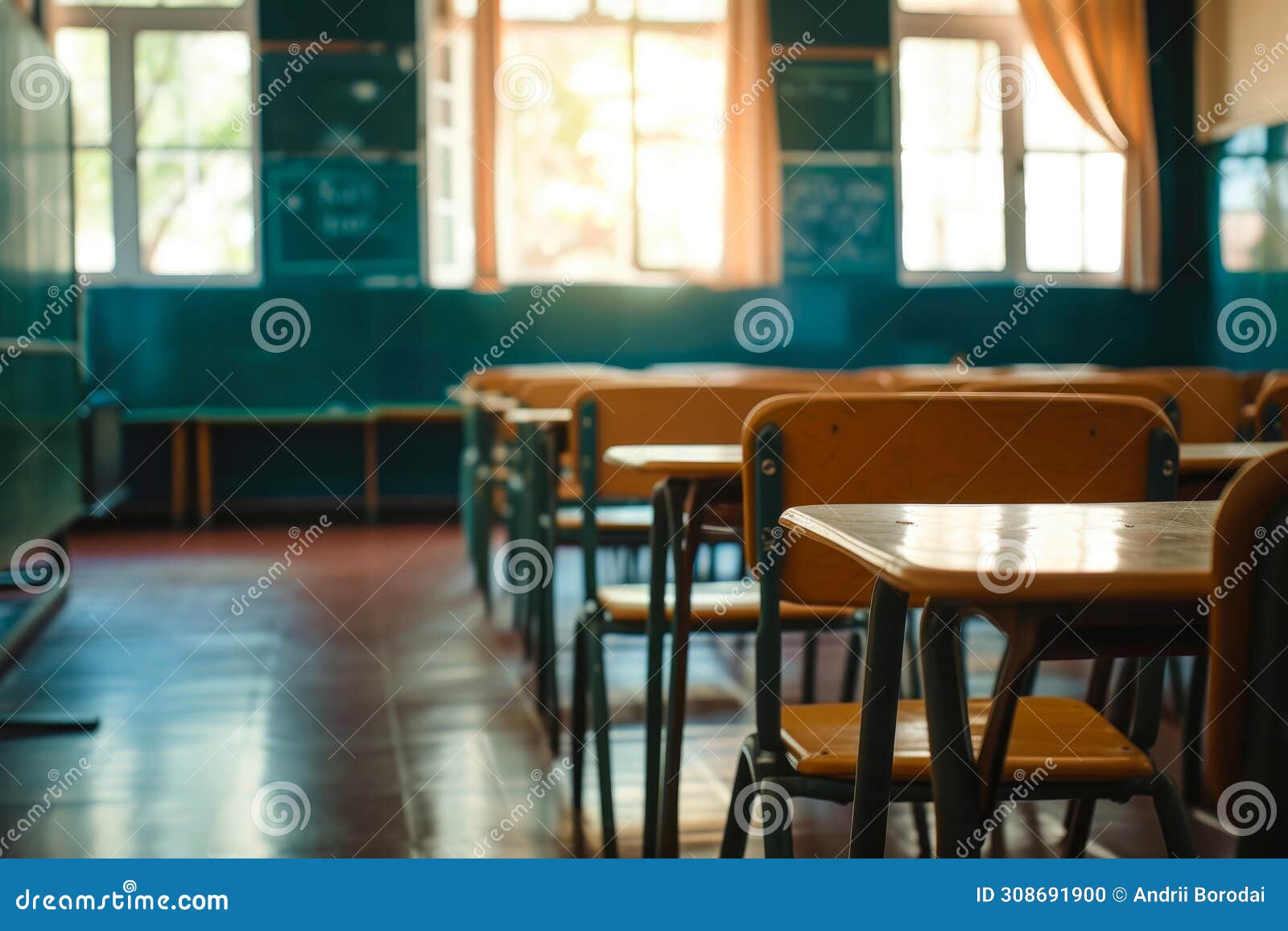 Softened Empty Classroom Background. Generative Ai. Stock Illustration ...