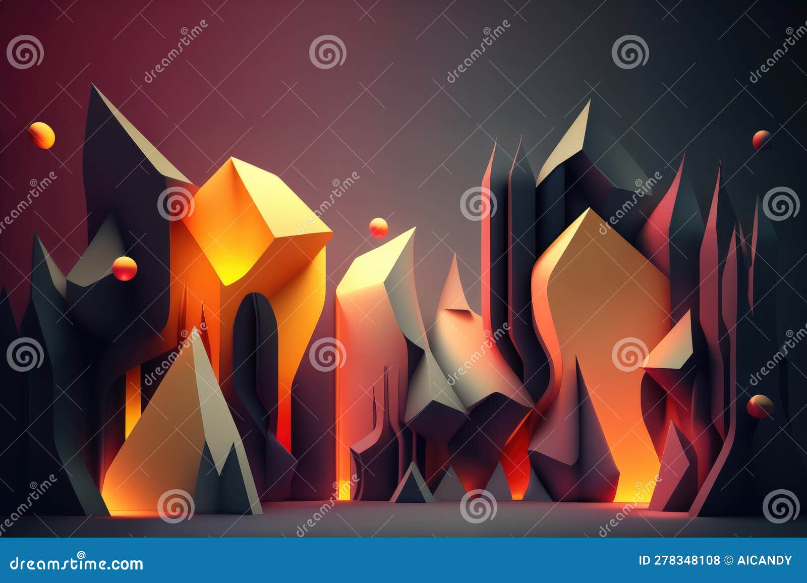 Softly Glowing 3D Geometric Forms on Gradient Background Stock ...
