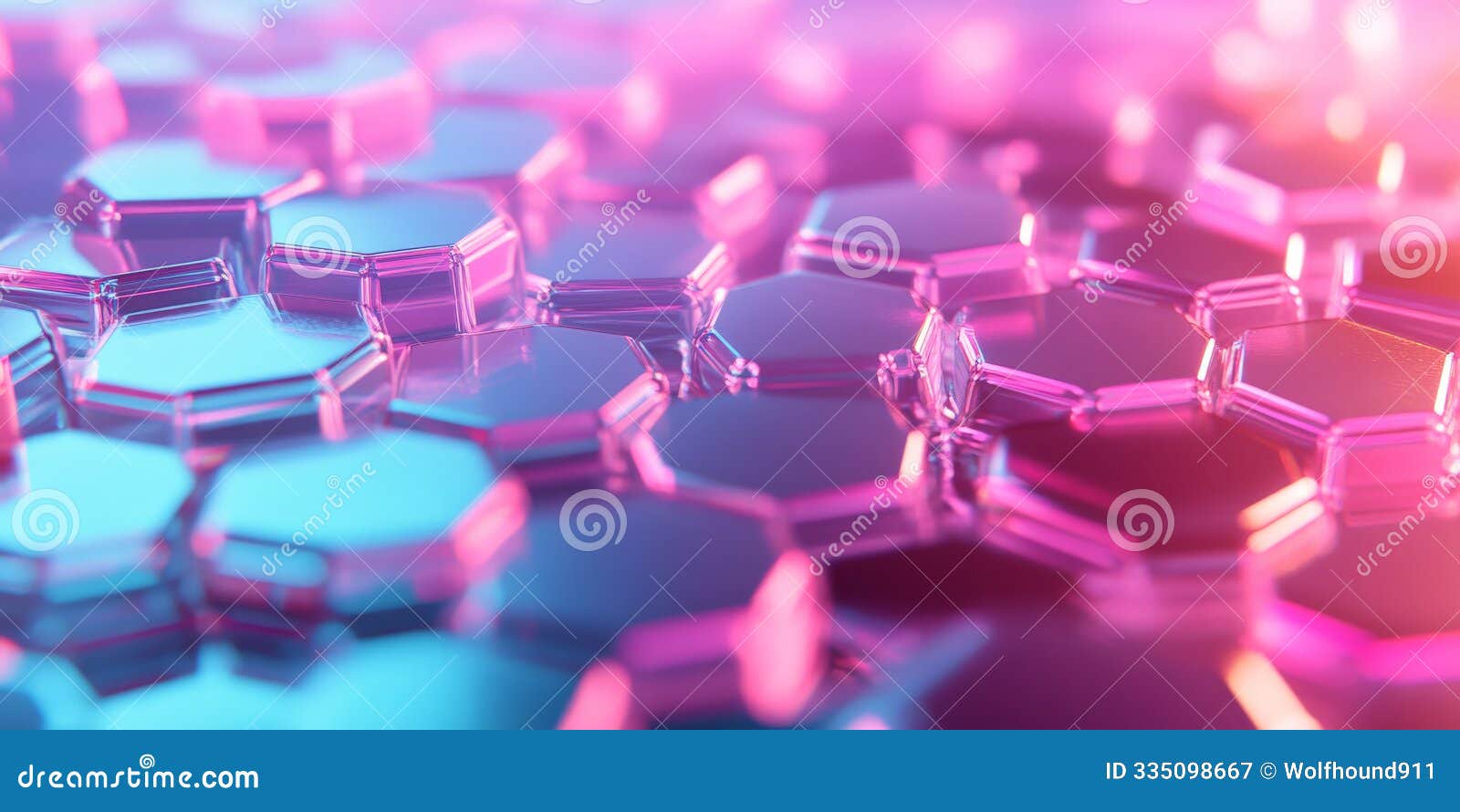 Softly Glowing Neon Hexagons, with a Gradient Color Palette of Pink To ...