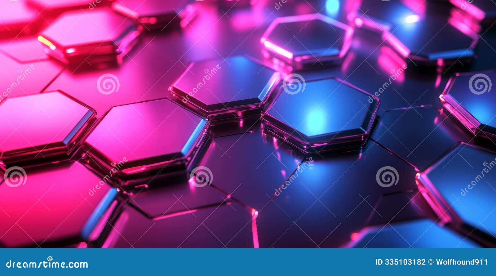 Neon Hexagons With A Glossy Marble Texture, Glowing In Warm Hues Of ...