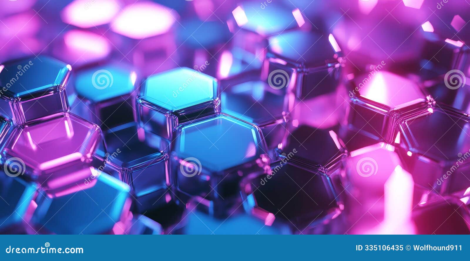 Softly Glowing Neon Hexagons, with a Gradient Color Palette of Pink To ...