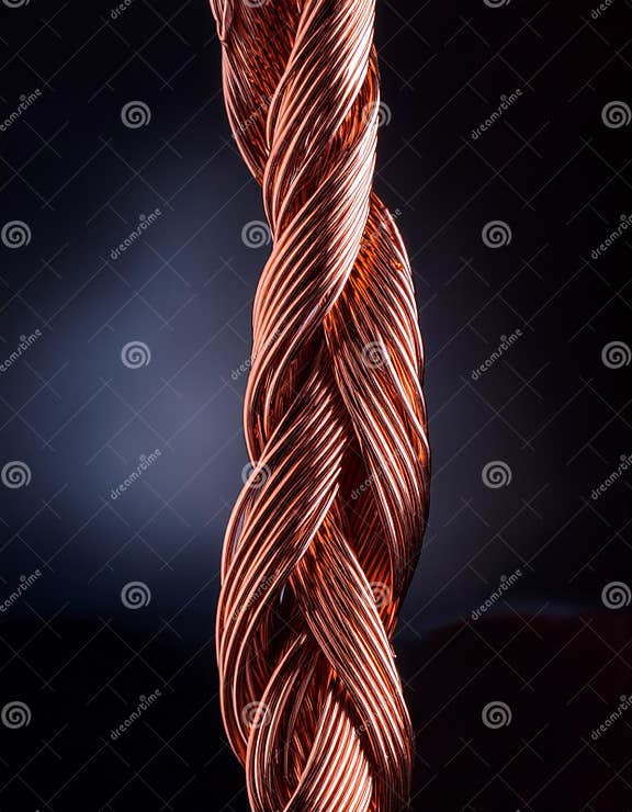 Softly Twisted Copper Wire on Dark Background Stock Photo - Image of ...