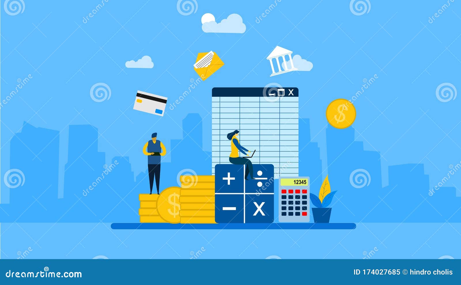 Software for Accounting with Sheet,calculator and Coins Stock Vector ...