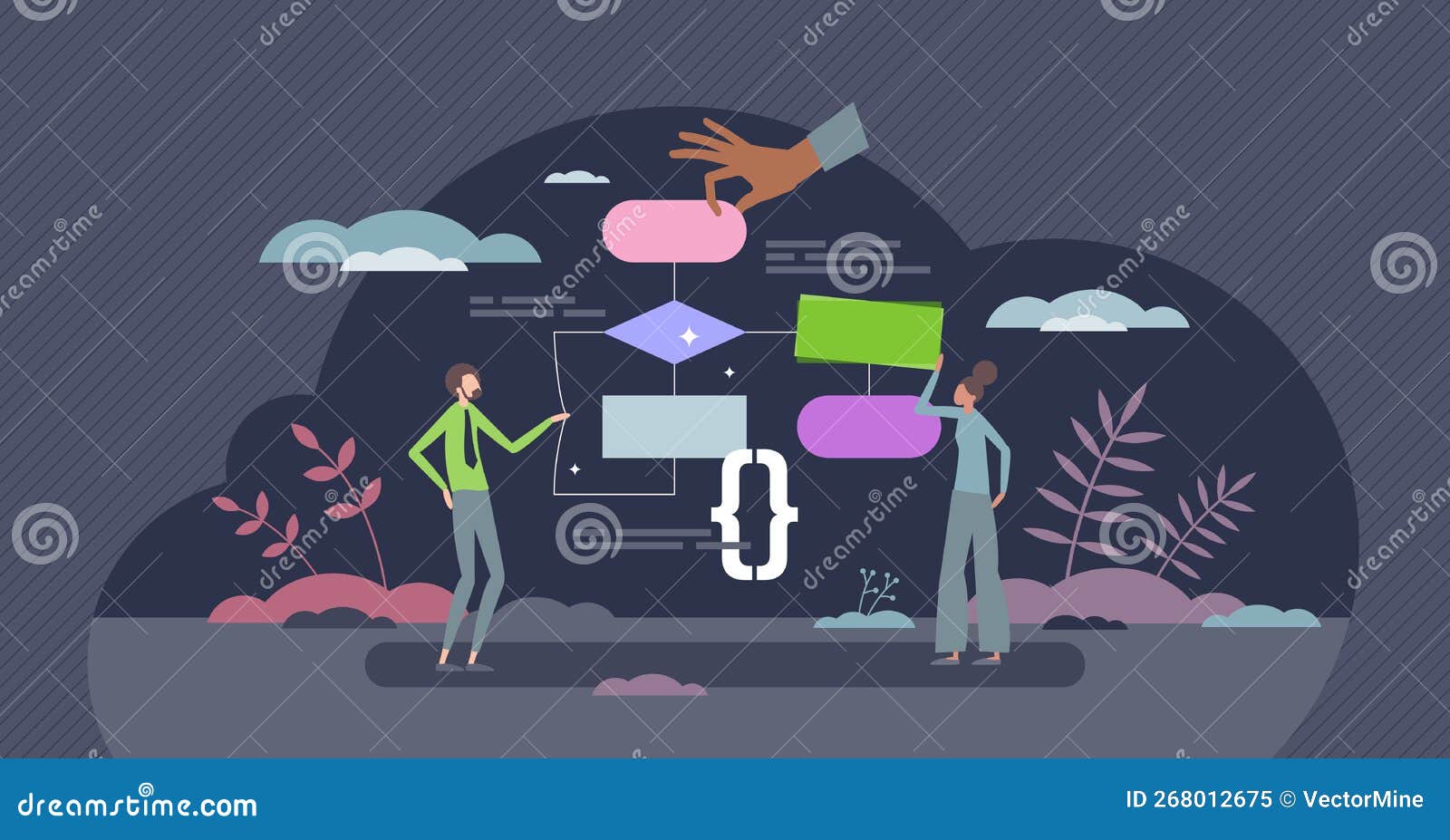 Software Algorithm And Web Application Work Structure Tiny Person Concept Stock Vector