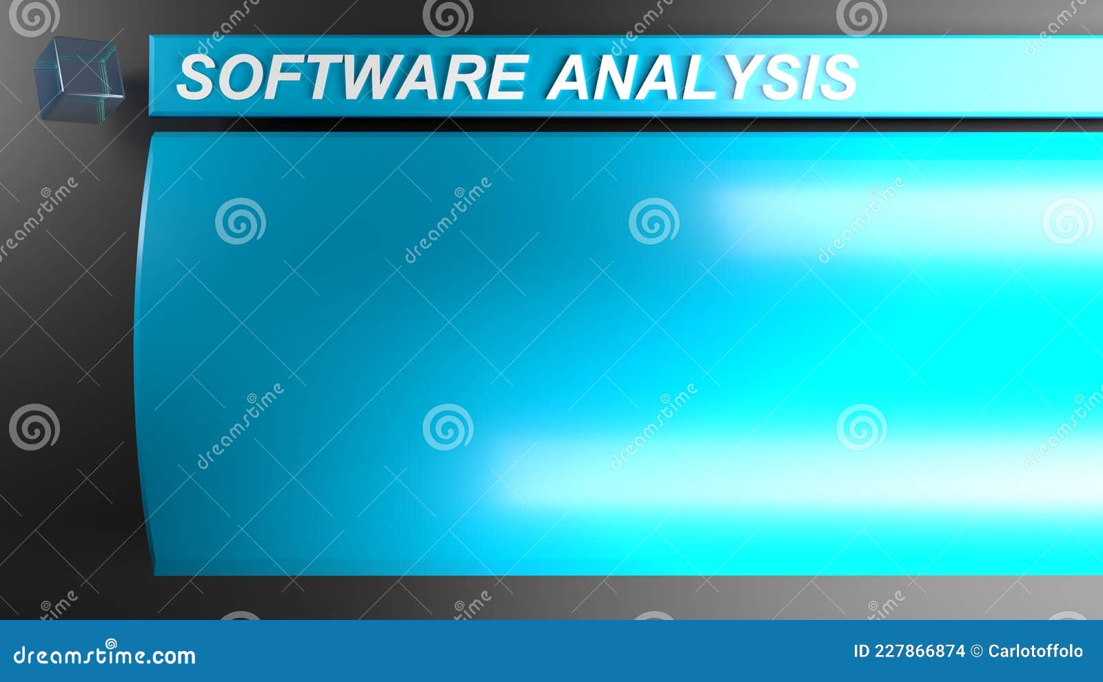 SOFTWARE ANALYSIS Blue Glossy Background - 3D Rendering Illustration ...