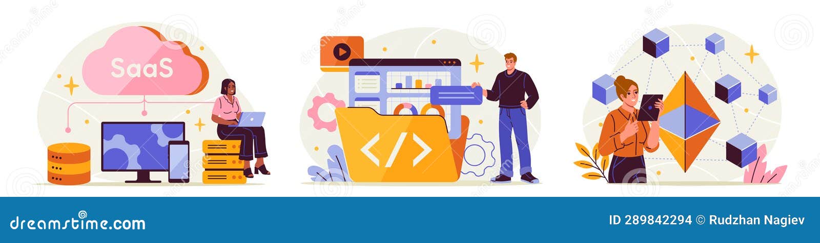 Software and App Service Vector Set Stock Illustration - Illustration ...