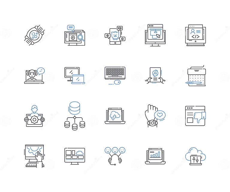 Software Application Line Icons Collection. Functionality, User-friendly, Integration ...