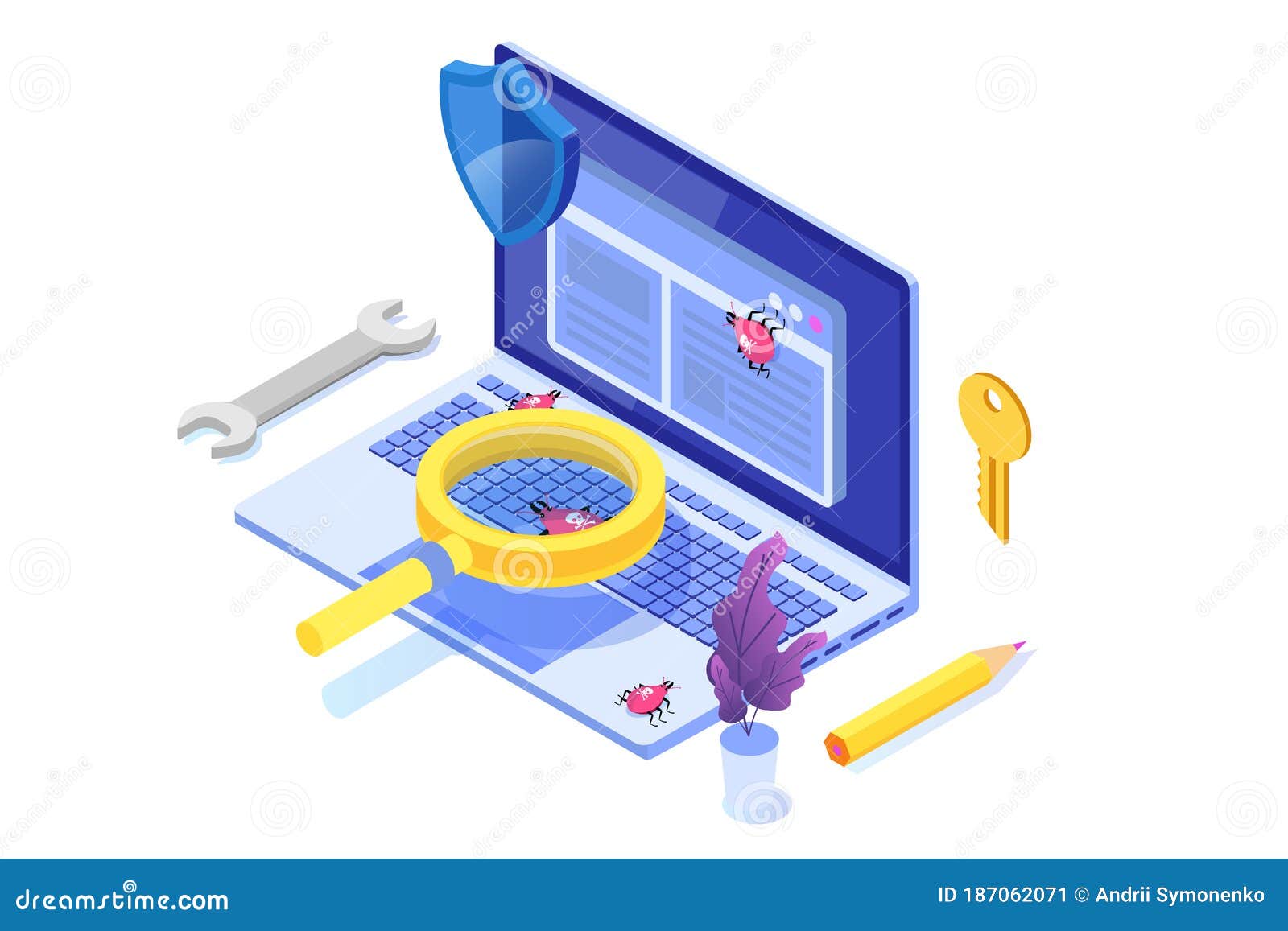Software Or Application Testing Isometric Vector Concept Debugging Development Process Stock