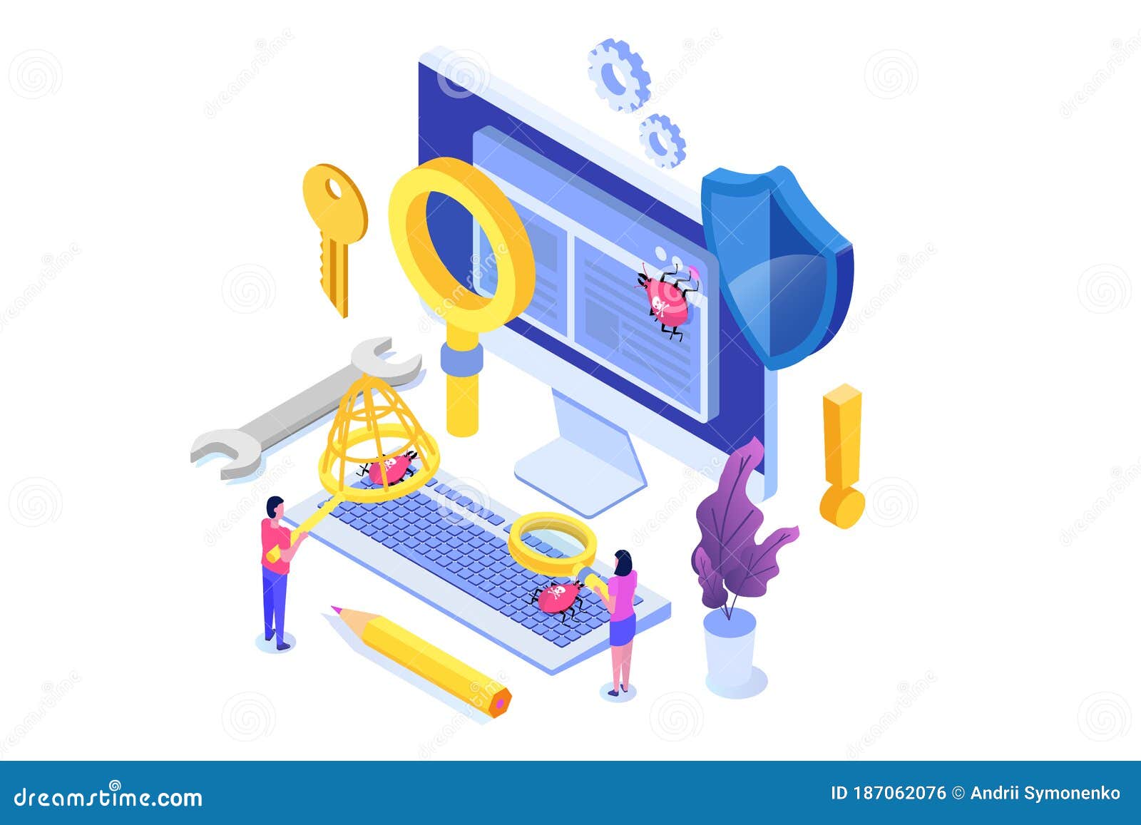 Software Or Application Testing Isometric Vector Concept Debugging Development Process Stock