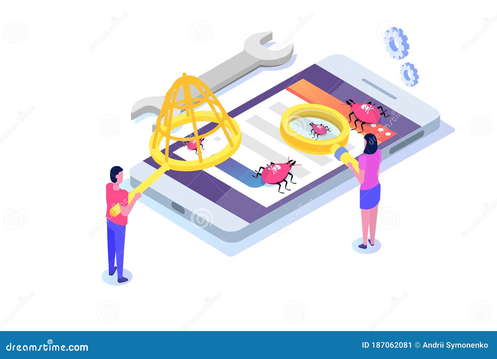 Software Or Application Testing Isometric Vector Concept Debugging Development Process
