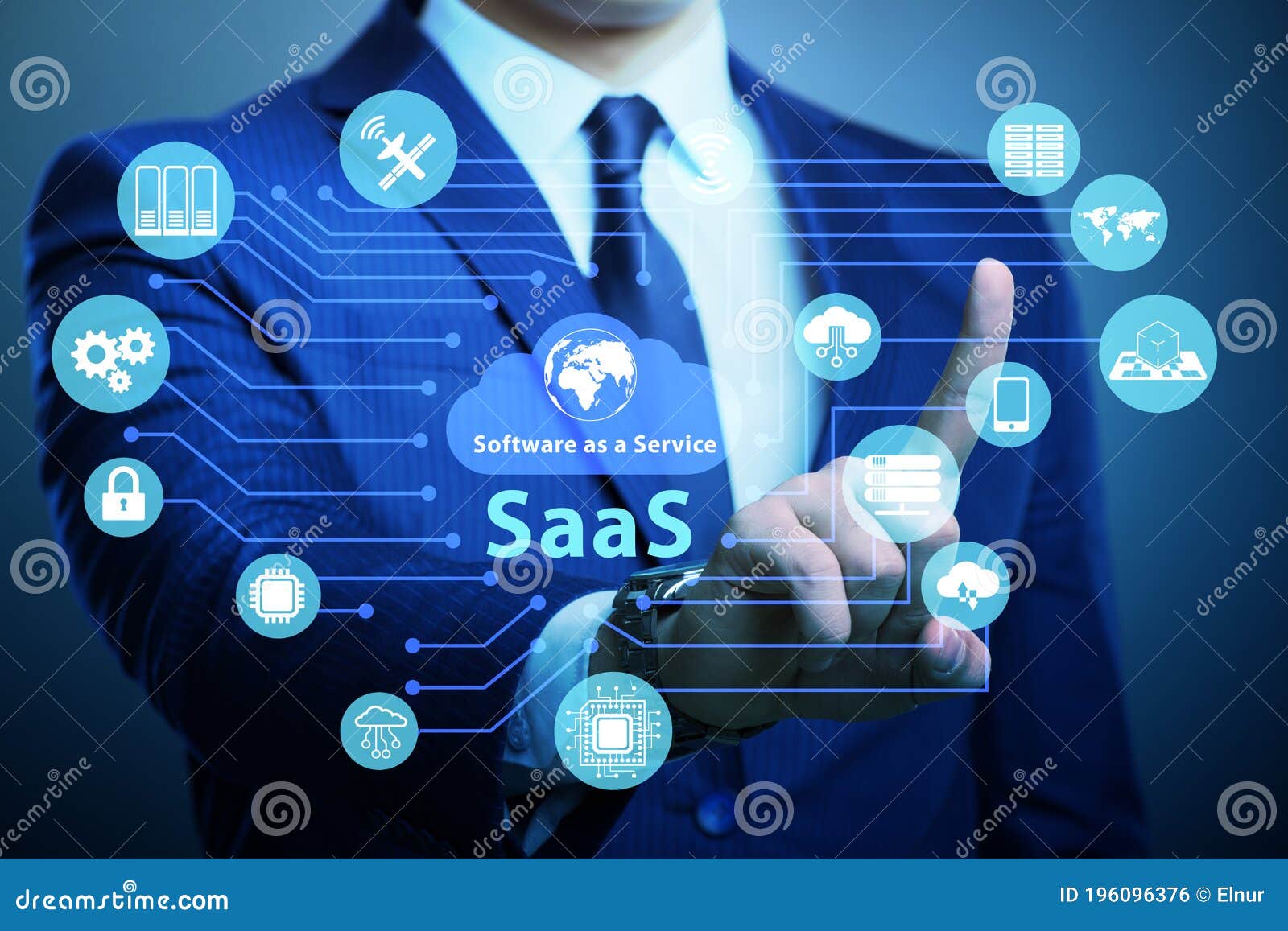 Software As a Service - SaaS Concept with Businessman Stock Photo ...