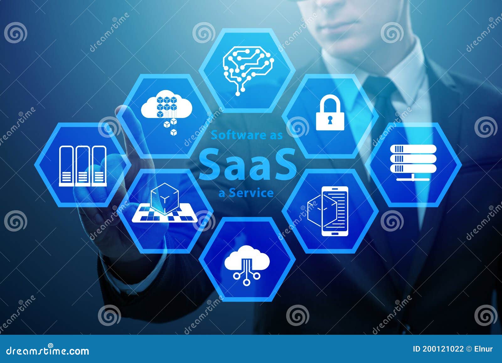Software As a Service - SaaS Concept with Businessman Stock ...